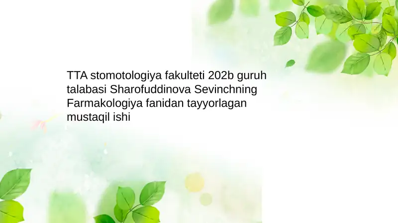 Tropikamid dori vositasining farmakologiyasi