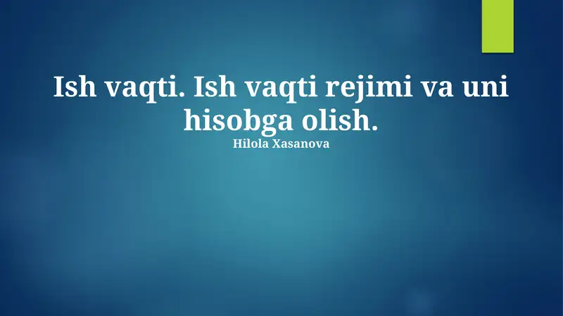 Ish vaqti hisobi va audit