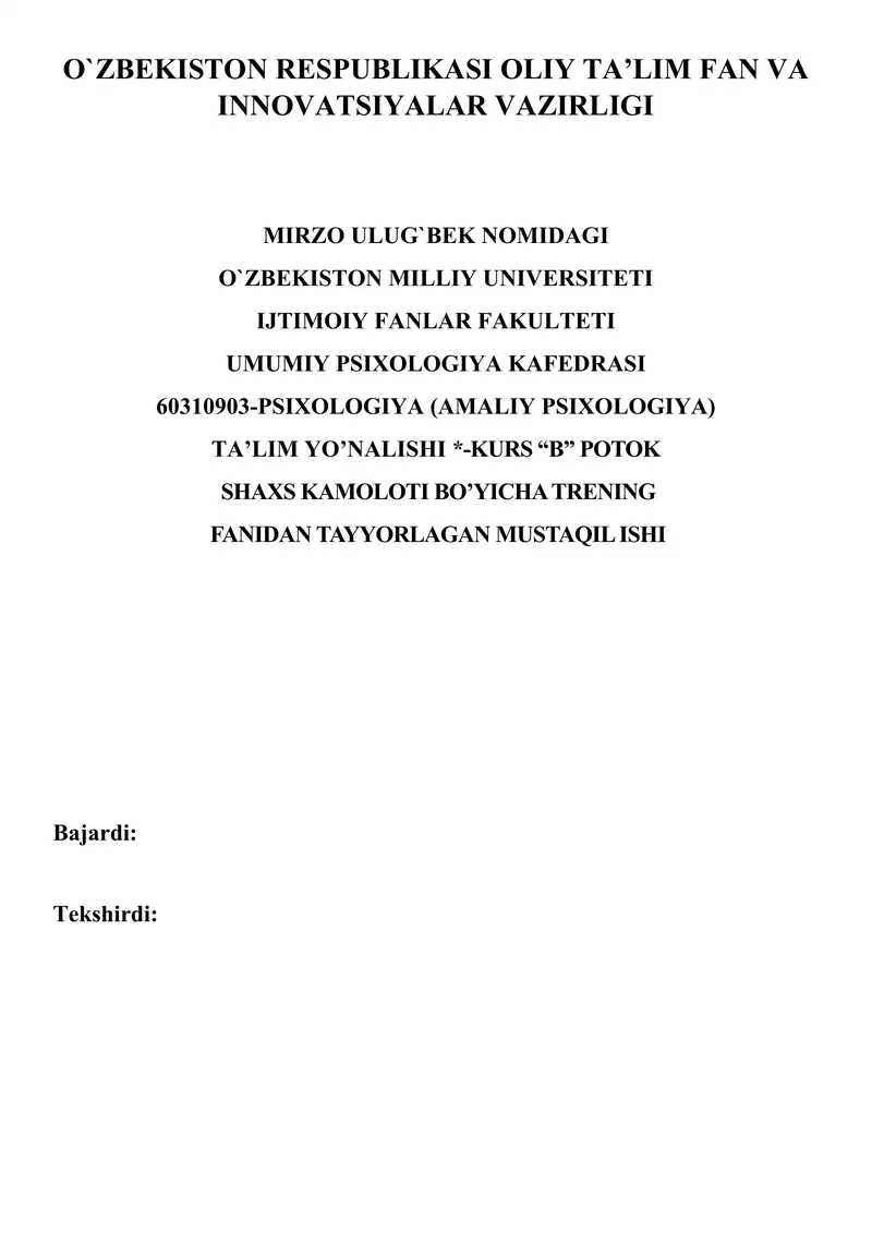 O’zingni boringcha qabul qil