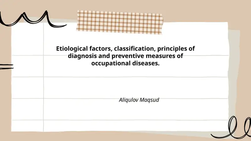 Etiological factors, classification, principles of diagnosis and ...