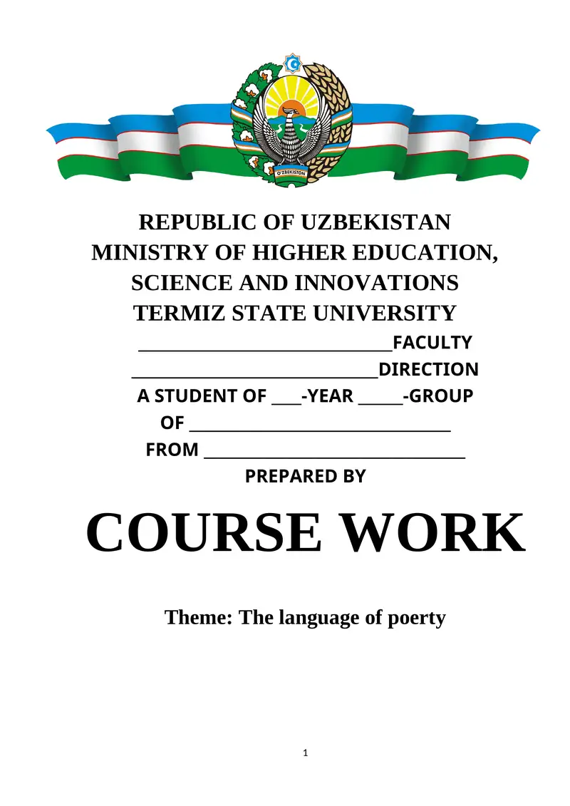 The Language of Poetry TABLE OF CONTENTS