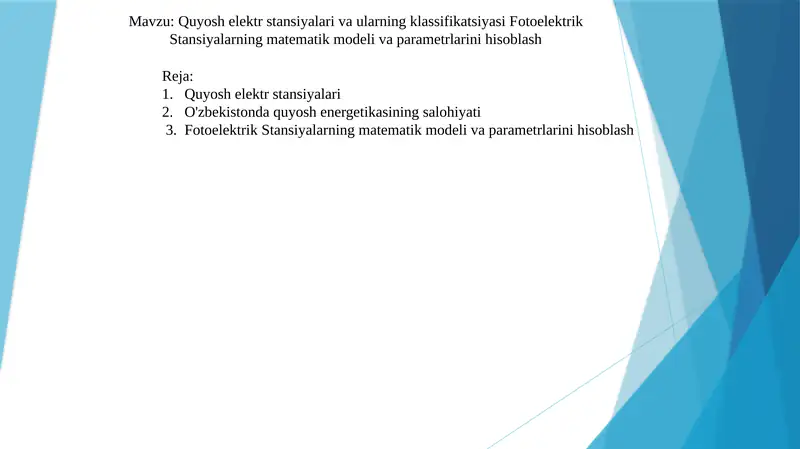Quyosh elektr stansiyalari va ularning klassifikatsiyasi Fotoelektrik ...