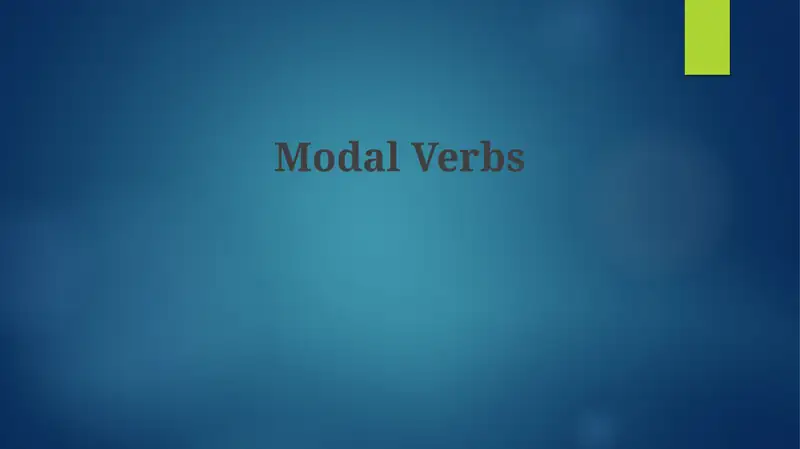 Modal Verbs