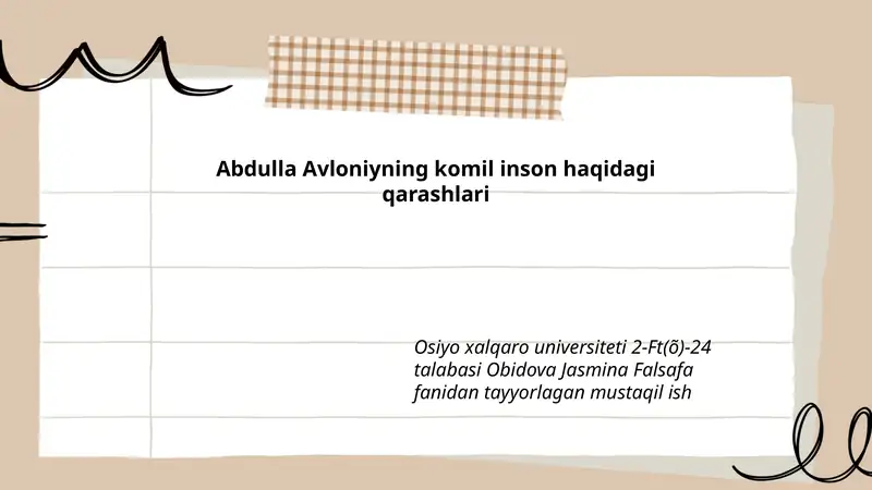 Abdulla Avloniyning komil inson haqidagi qarashlari
