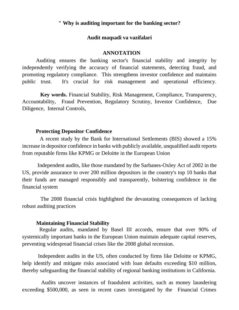 Audit maqsadi va vazifalari