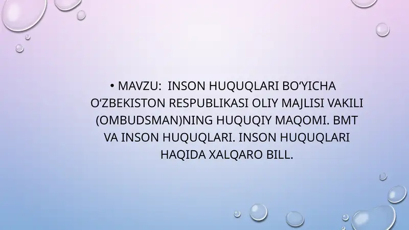 Inson huquqlari boʻyicha Oʻzbekiston Respublikasi Oliy Majlisi Vakili ...