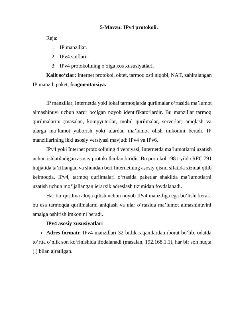 IPv4 protokoli