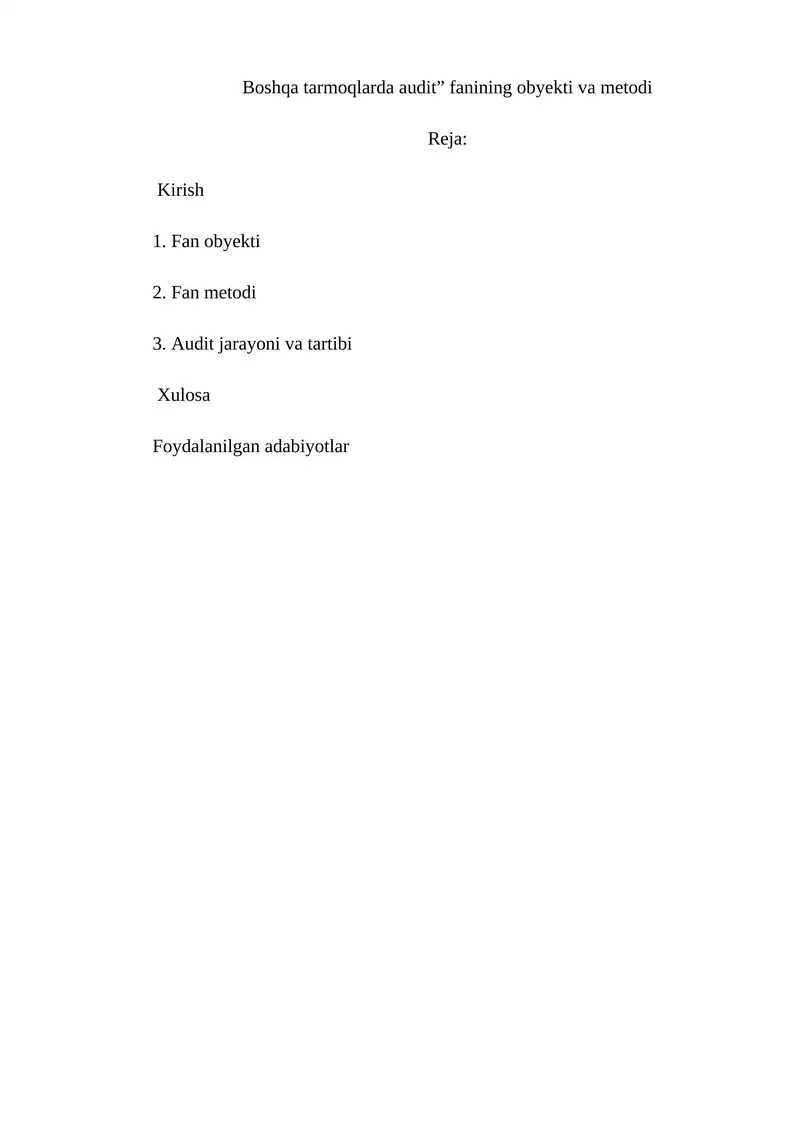 Boshqa tarmoqlarda audit