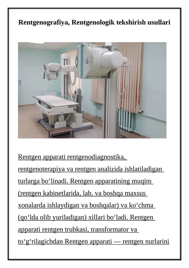Rentgen apparati