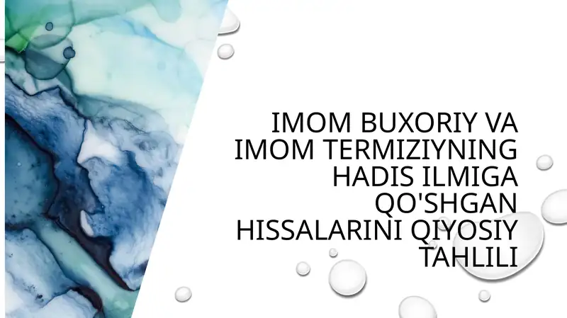 Imom Buxoriy va Imom Termiziy hadis ilmiga qo'shgan hissalri tahlili