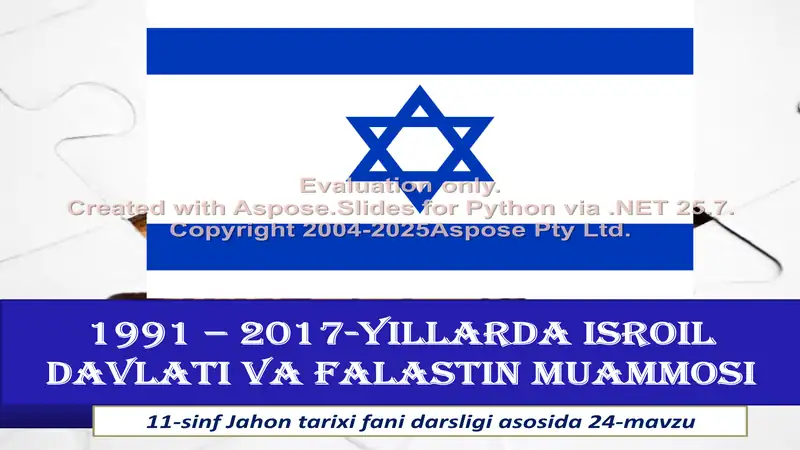1991 – 2017-yillarda Isroil davlati va Falastin muammosi
