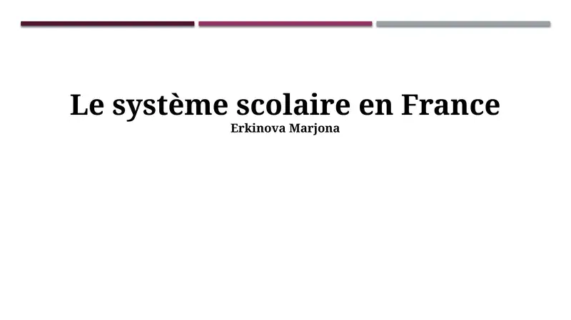 Le système scolaire en France