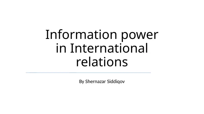 Information power in International relations