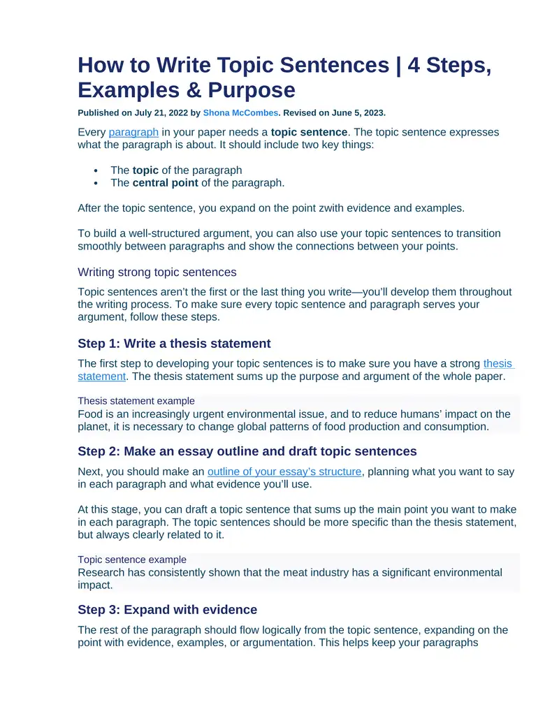 How to Write Topic Sentences