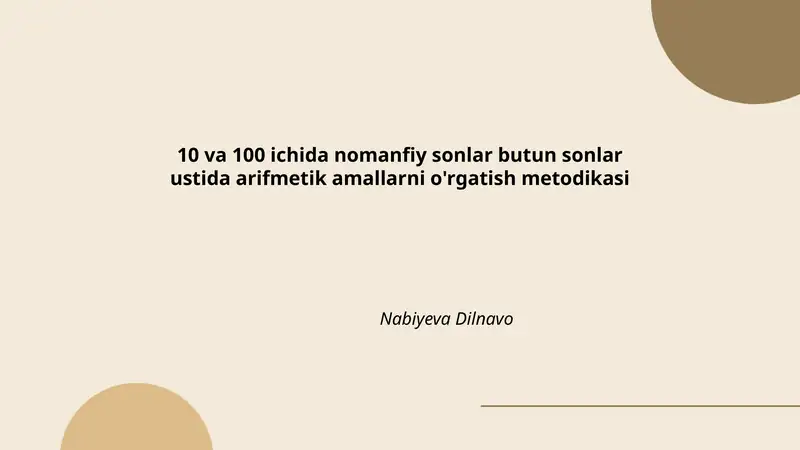 10 va 100 ichida nomanfiy sonlar butun sonlar ustida arifmetik ...