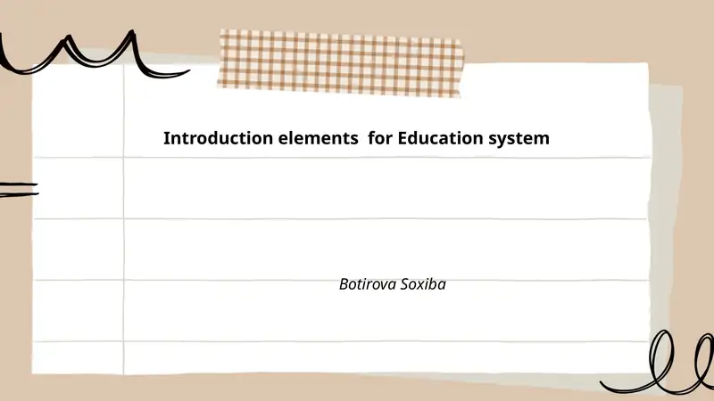 Introduction elements for Education system